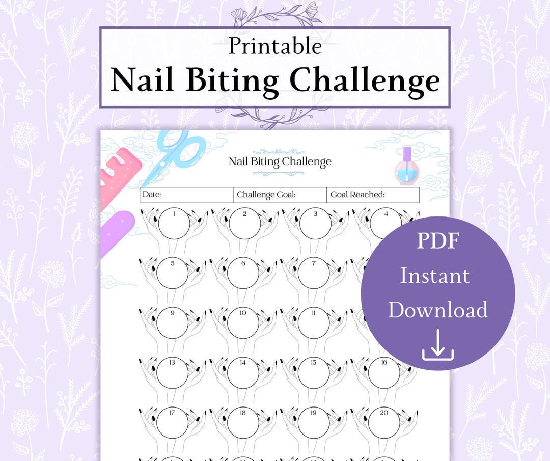 Nail Biting Challenge Printable PDF | Stop Biting Nails Healthy Habits ...