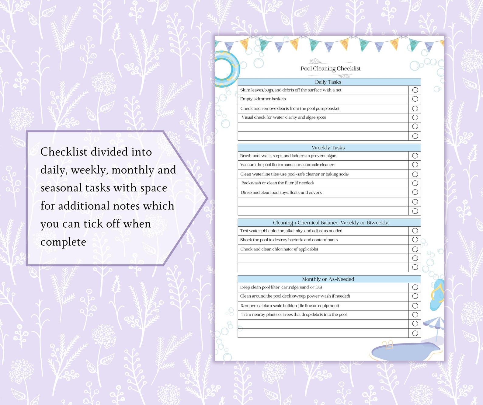 Pool Upkeep Bundle Printable PDF | Pool Maintenance Checklist | Pool Cleaning List | Pool ...