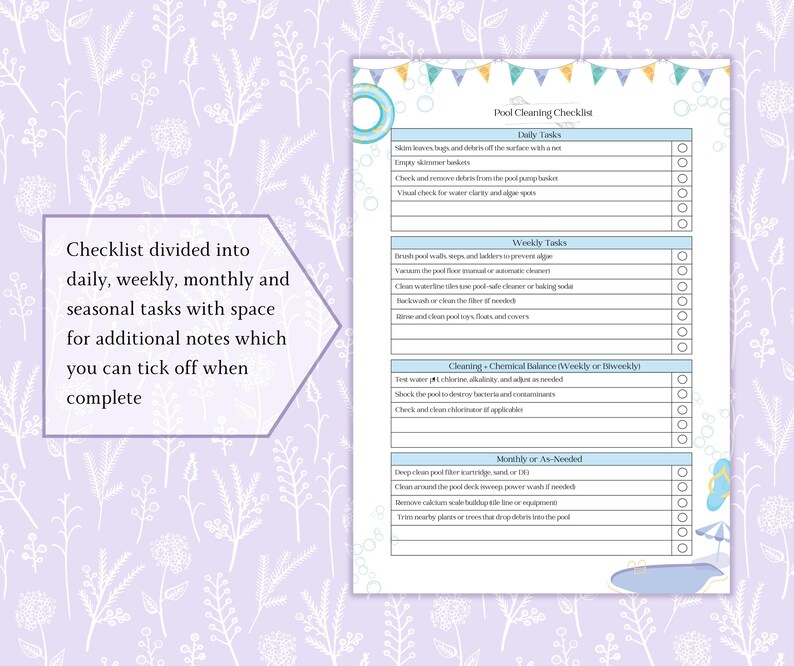 Pool Upkeep Bundle Printable PDF | Pool Maintenance Checklist | Pool ...