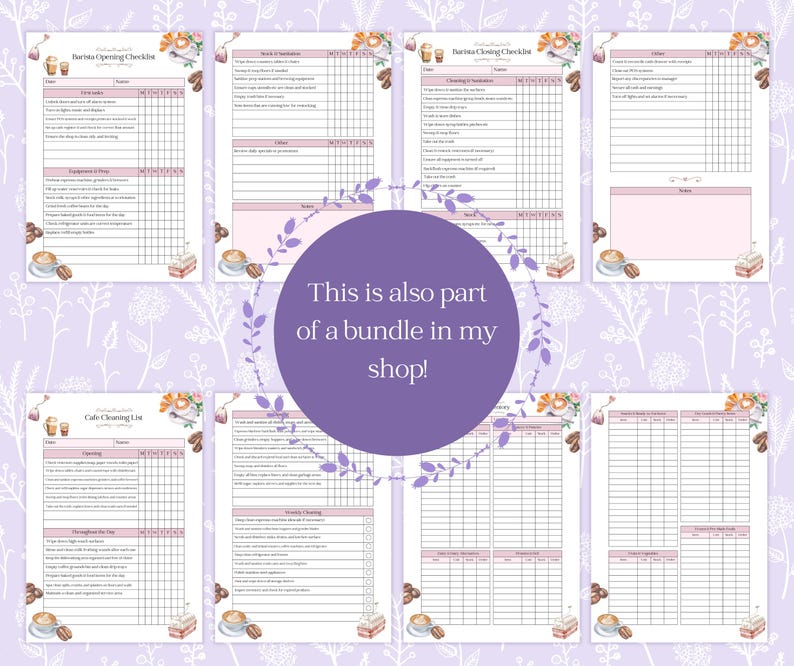 Barista Closing Checklist Printable PDF | Cafe Checklist | Server ...