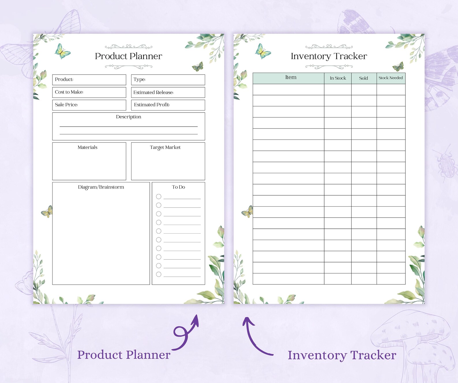 Inventory Tracker and Product Planner Bundle Printable PDF | Project ...