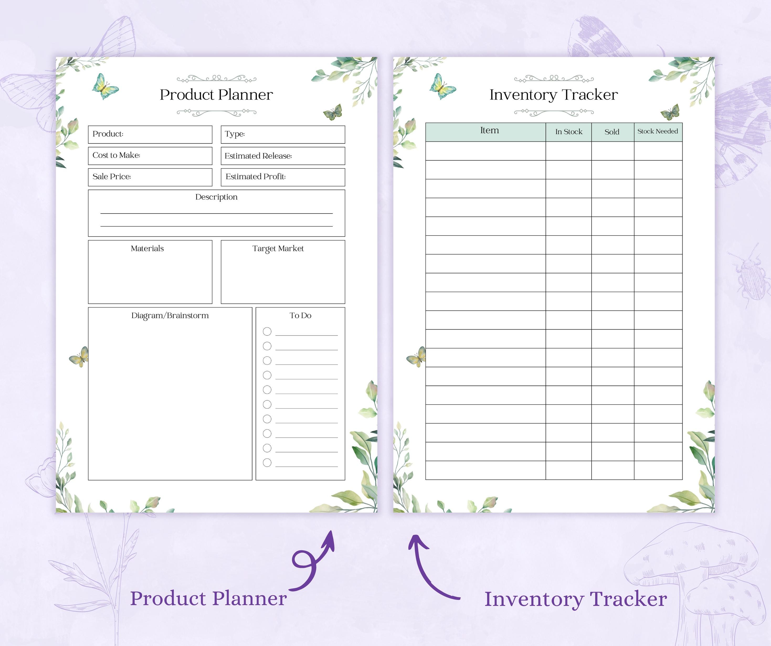 Inventory Tracker and Product Planner Bundle Printable PDF | Project ...