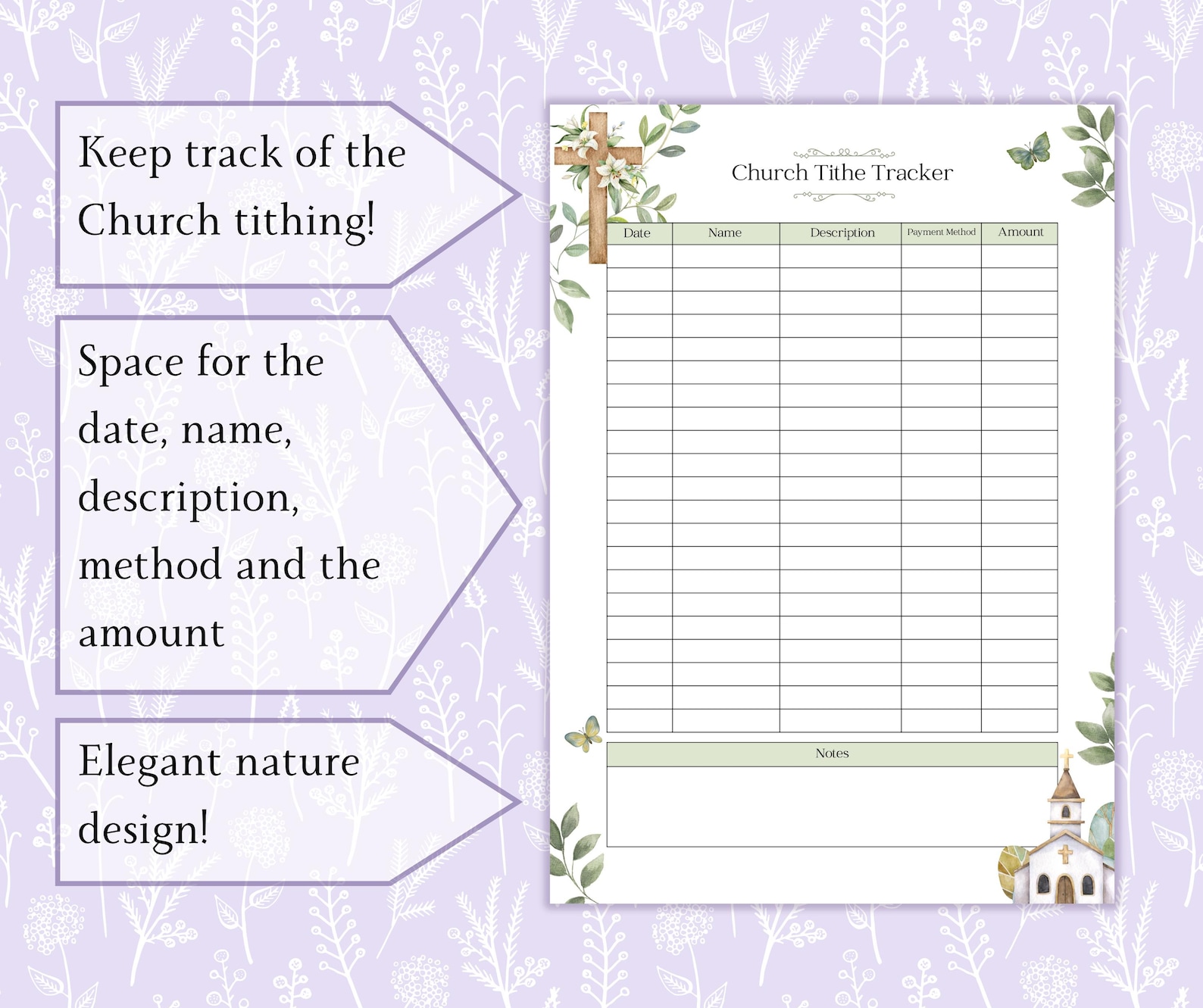 Church Tithe Tracker Printable PDF | Tithe Record Sheet | Tithing Chart ...