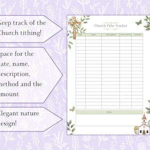 Church Tithe Tracker Printable PDF | Tithe Record Sheet | Tithing Chart ...