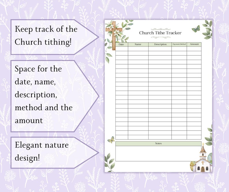 Church Tithe Tracker Printable PDF | Tithe Record Sheet | Tithing Chart ...