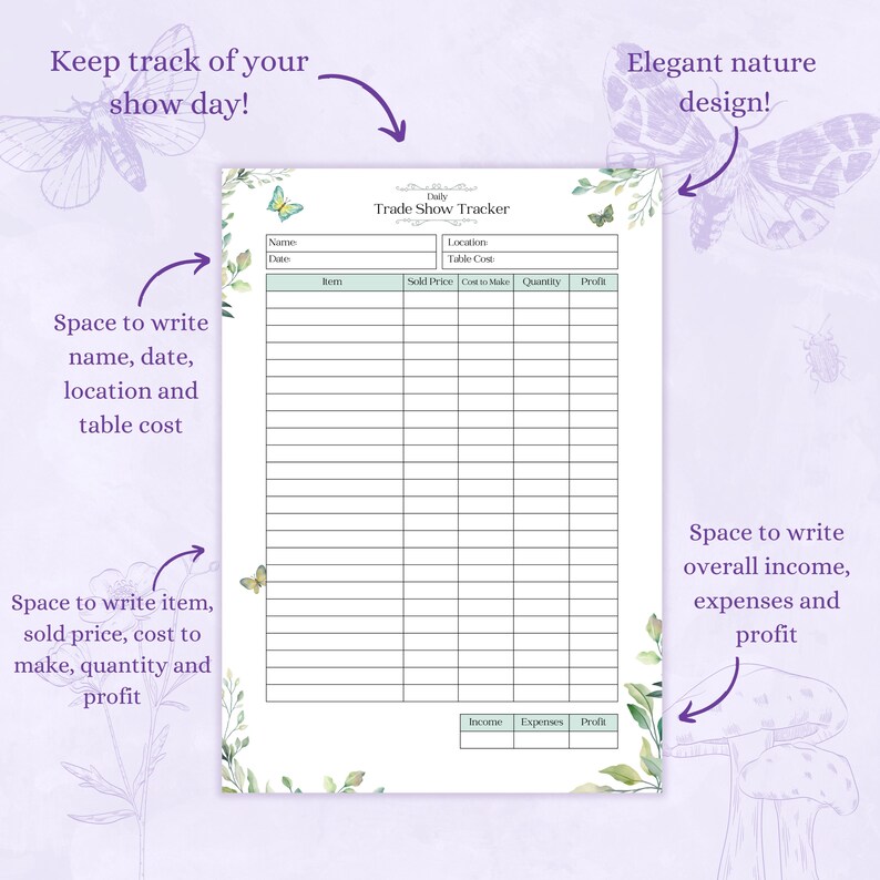 Trade Show Tracker Bundle Printable PDF | Craft Fair Tracker | Trade ...