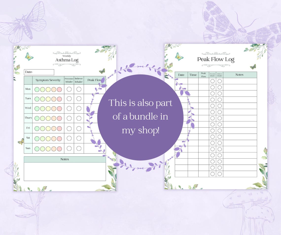 Asthma Log Printable PDF | Weekly Asthma Tracker | Symptom Tracker ...