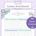 Games Scoreboard Printable PDF Games Ranking Board Game Party Sheet ...