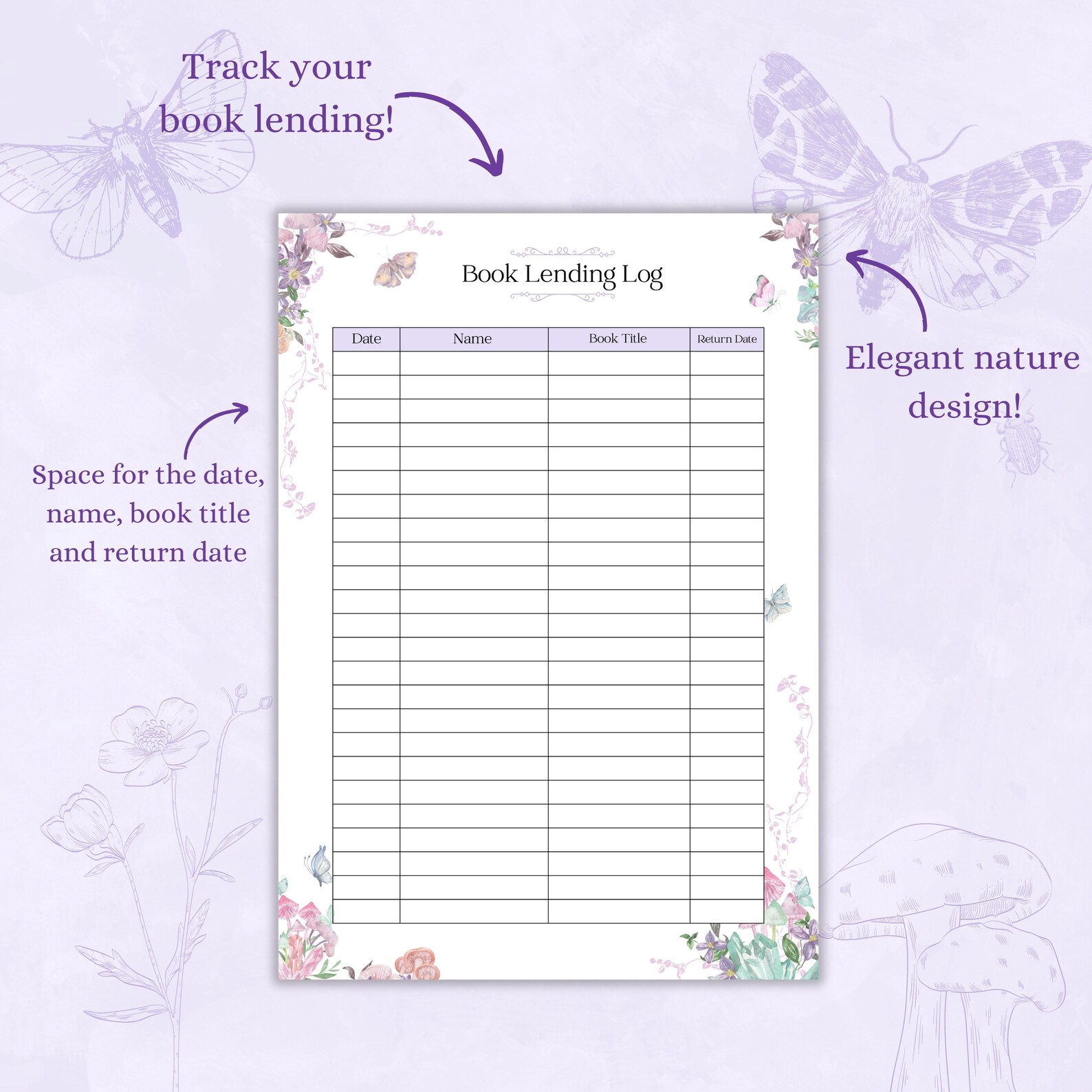 Book Lending Log Printable PDF | Lending Library | Reading Tracker ...