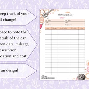 Oil Change Log Sheet Printable PDF | Oil Change Tracker | Car ...