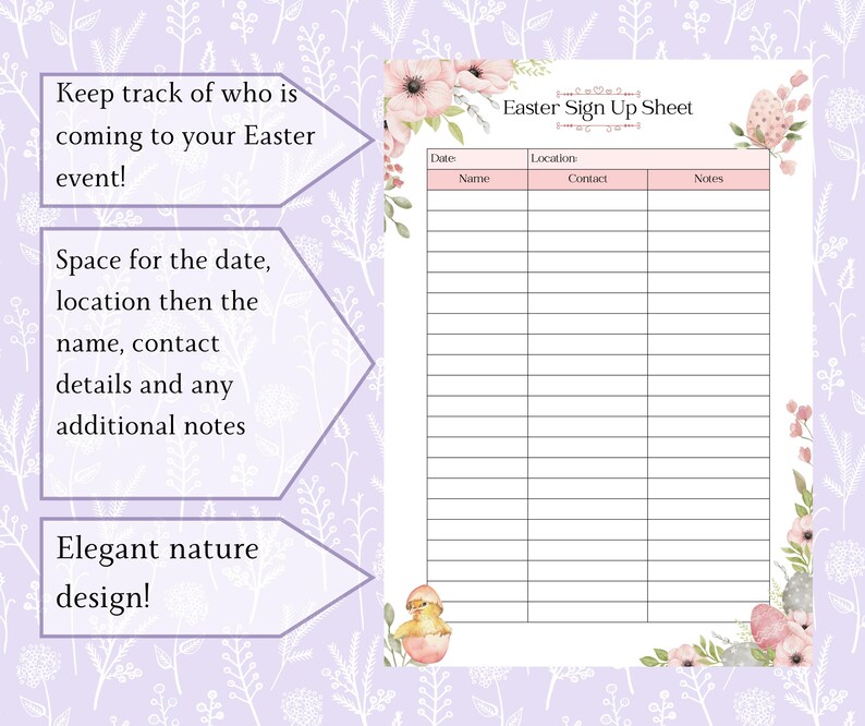 Easter Sign up Bundle Printable PDF | Easter Potluck Form | Sign up ...