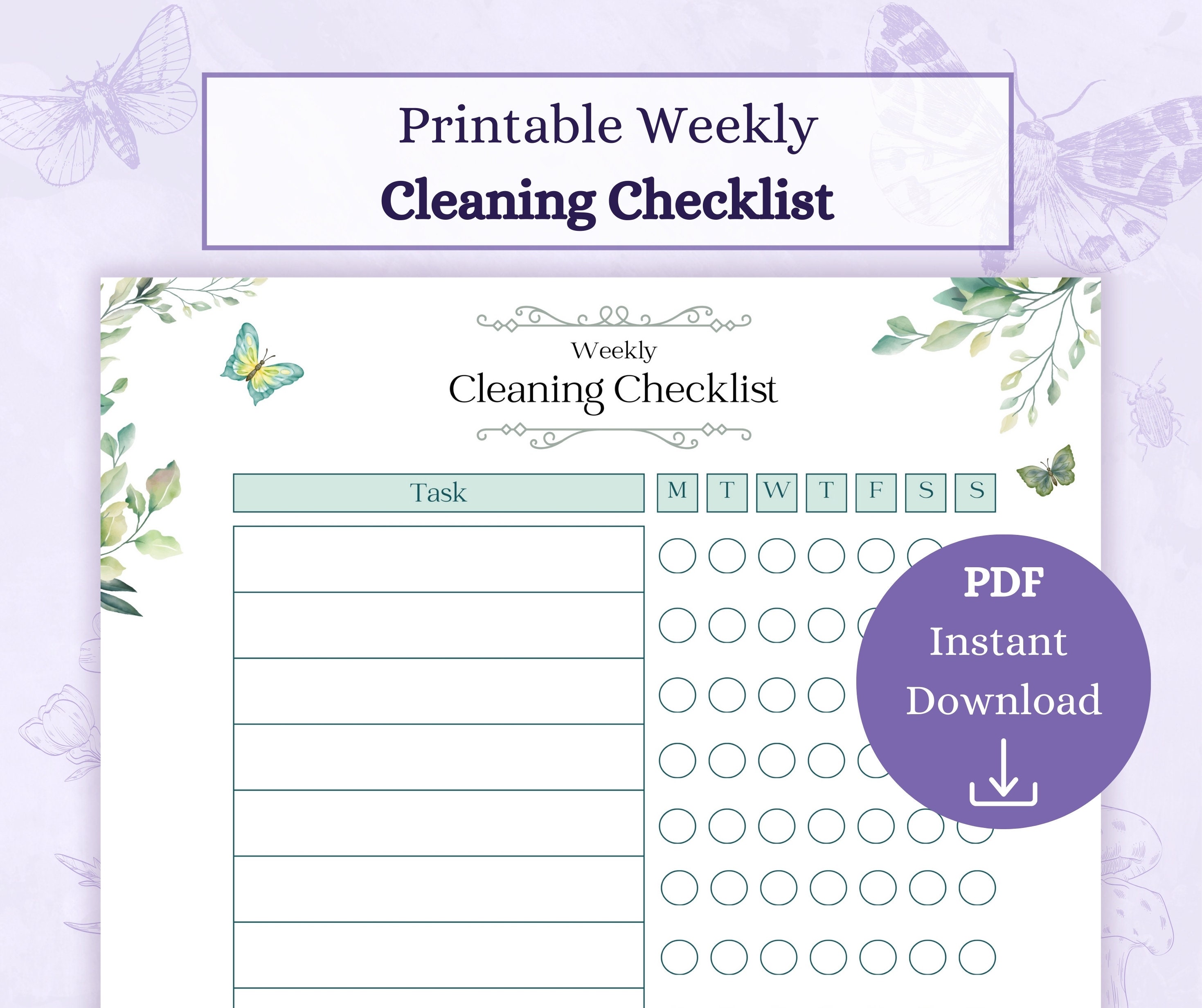 Weekly Cleaning Checklist Printable PDF | Cleaning Schedule | Chore to ...