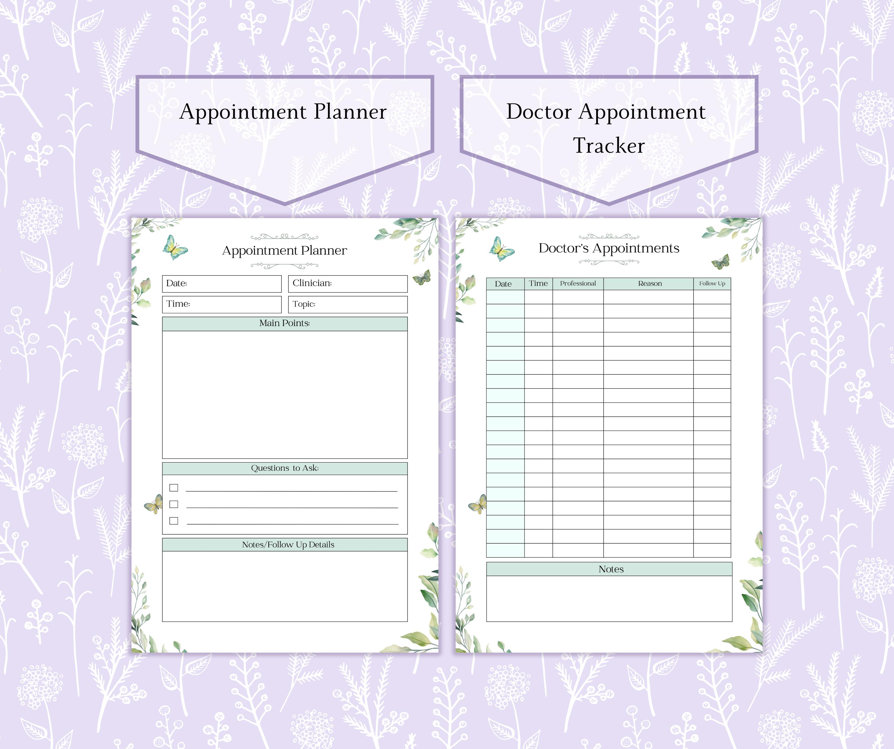 Doctor Visit Log Bundle Printable PDF | Doctor Visit Planner | Symptom ...