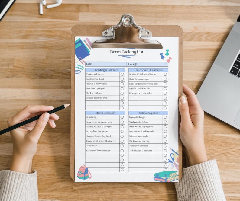 Dorm Packing List Printable PDF | College Must Haves | College Packing ...