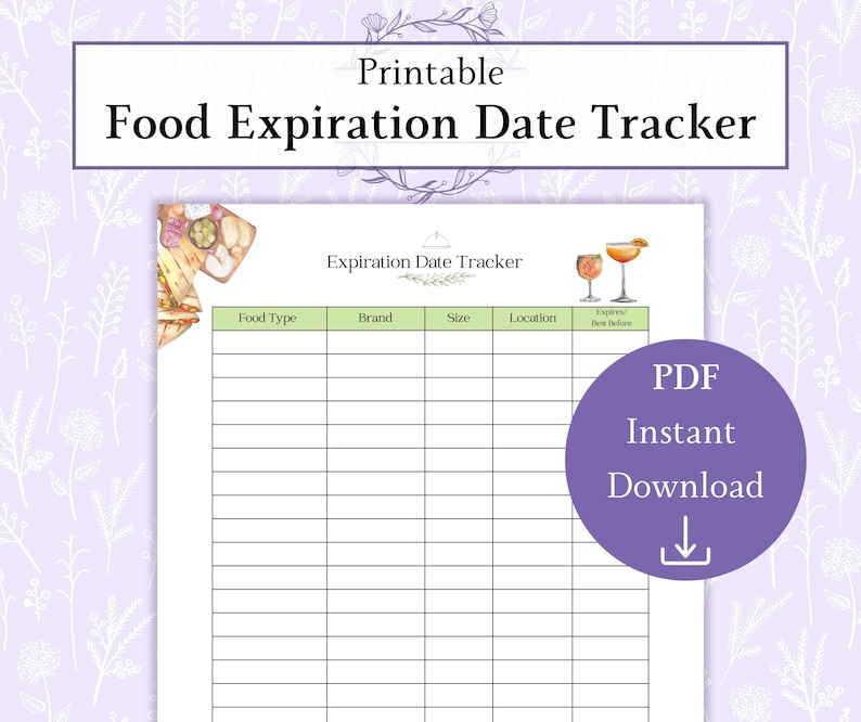 Food Expiration Date Tracker Template Printable PDF | Expiry Log ...