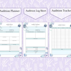 Audition Log Bundle Printable PDF | Audition Planner | Audition Sheet ...