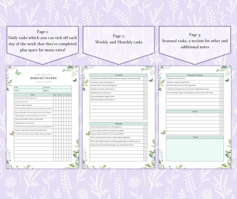 Janitorial Checklist Printable PDF | Janitorial Cleaning List ...