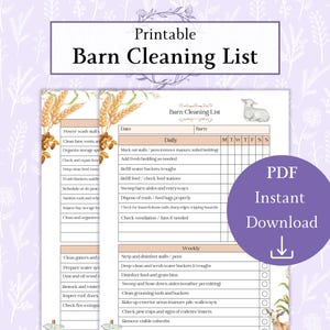 Barn Cleaning List Printable PDF | Barn Checklist | Barn Management ...