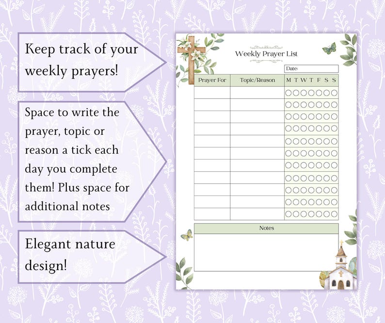 Weekly Prayer List Printable PDF | Weekly Prayer Journal | Prayer Tracker | Weekly Reflection ...