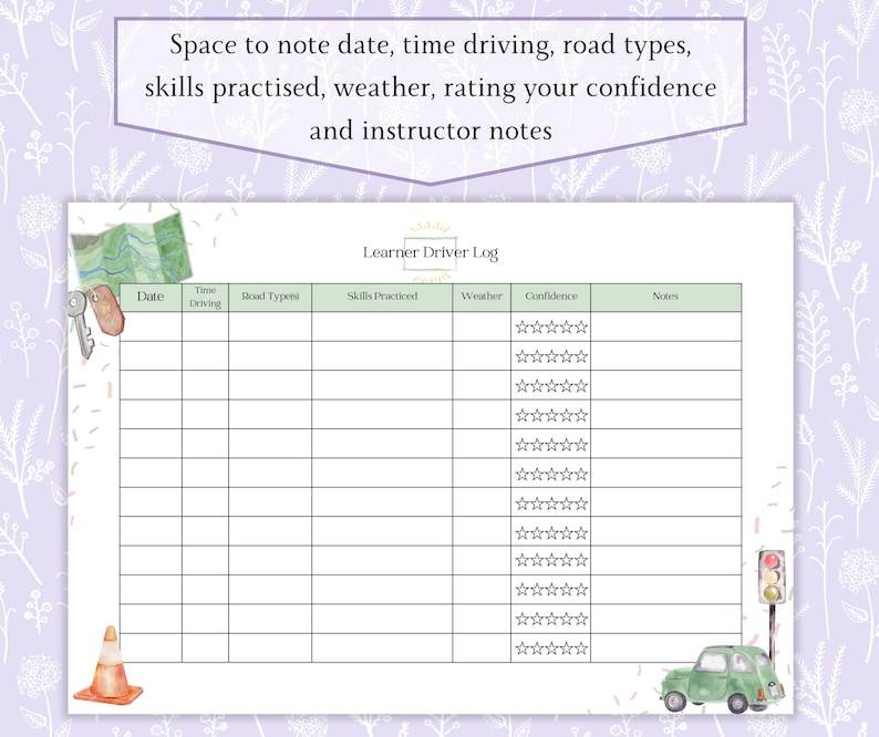 Learner Driver Tracking Bundle Printable PDF | Beginner Driver Tracker ...