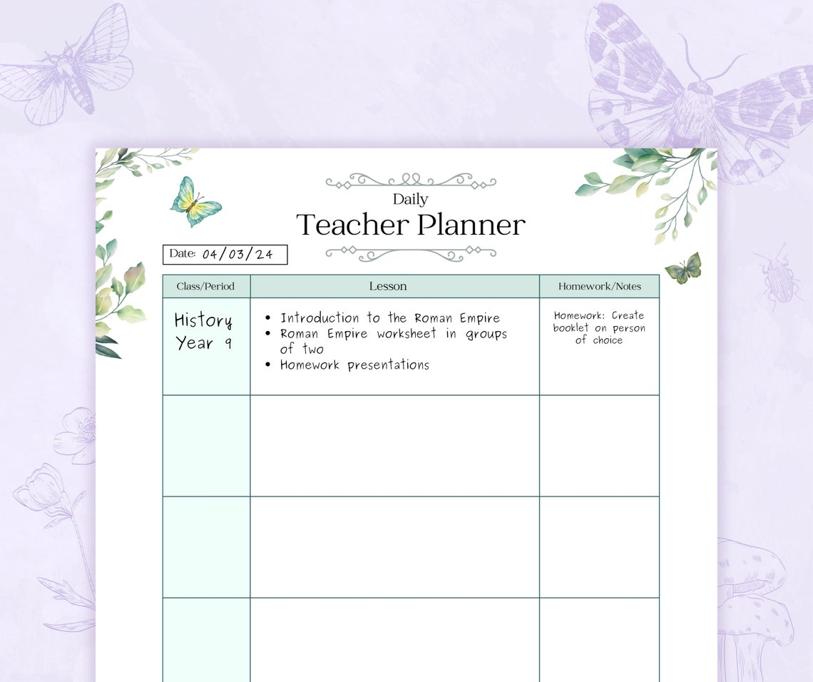 Daily Teacher Planner Printable PDF | Teacher Diary | Homeschool ...