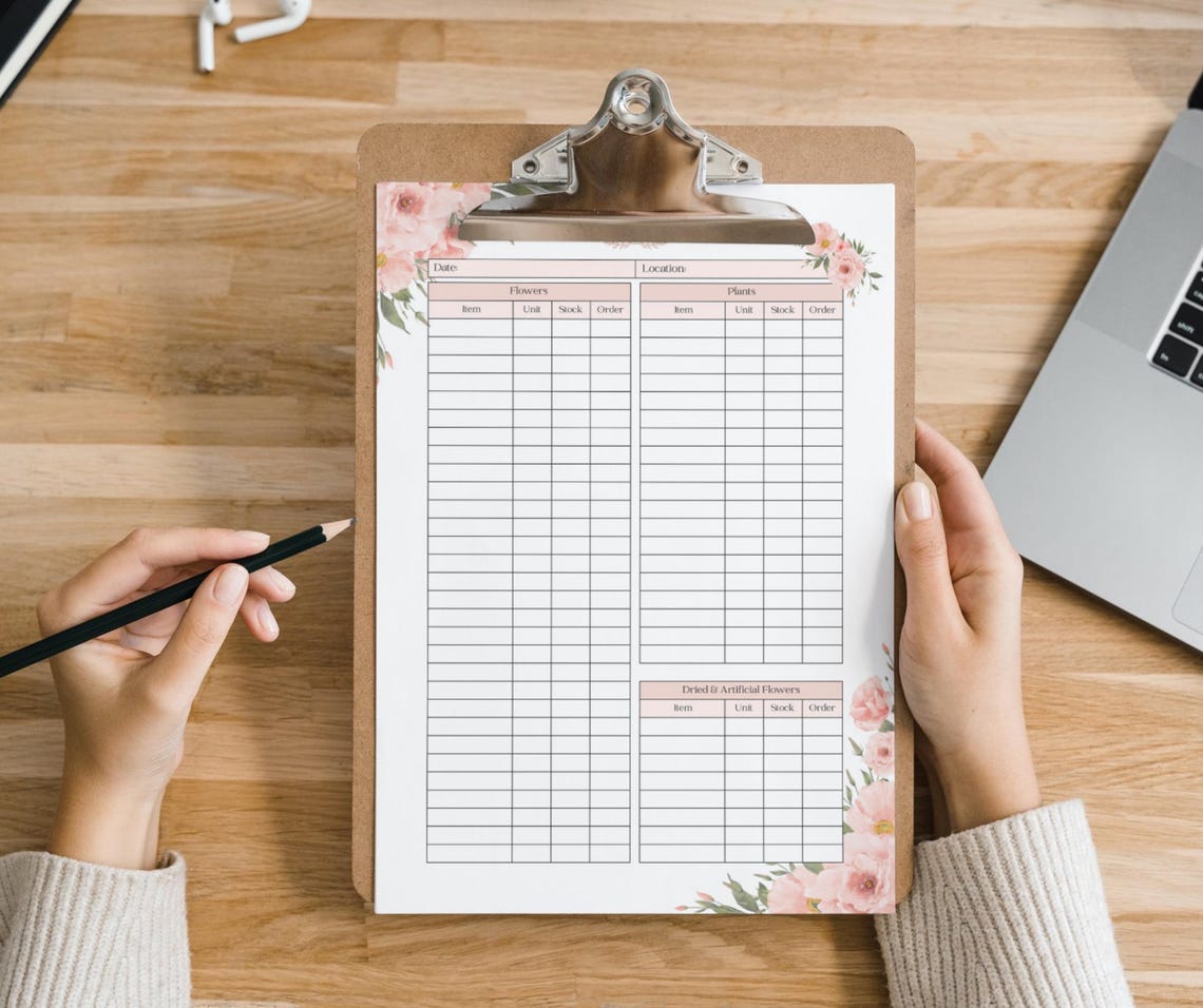 Florist Inventory Sheet Printable PDF | Florist Unit List | Inventory ...