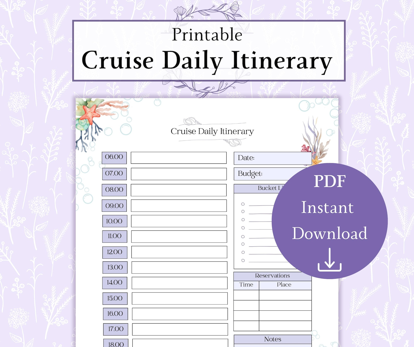 Cruise Daily Itinerary Printable PDF | Cruise Planner | Cruise ...