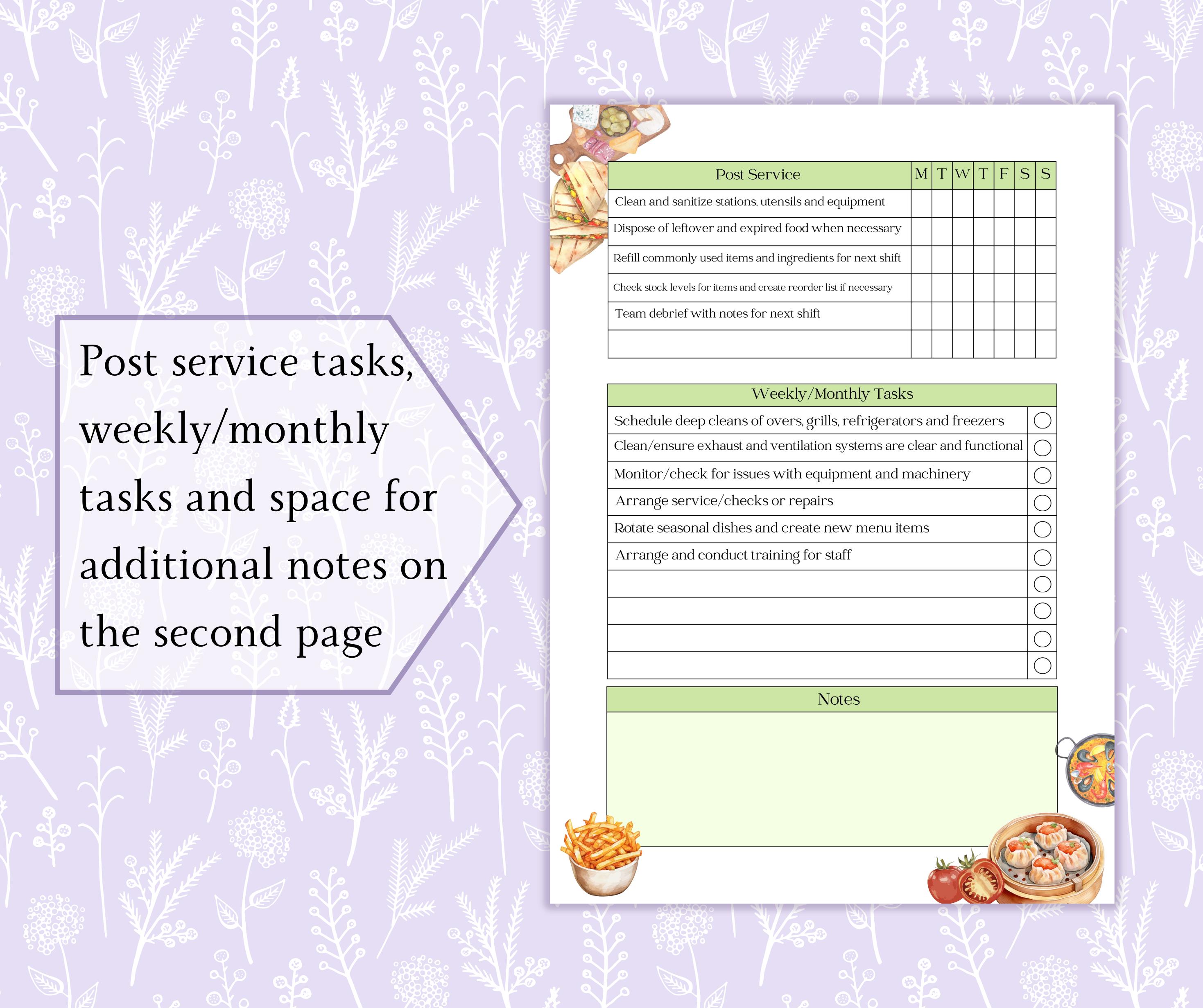 Chef Checklist Printable PDF | Restaurant Checklist | Restaurant ...
