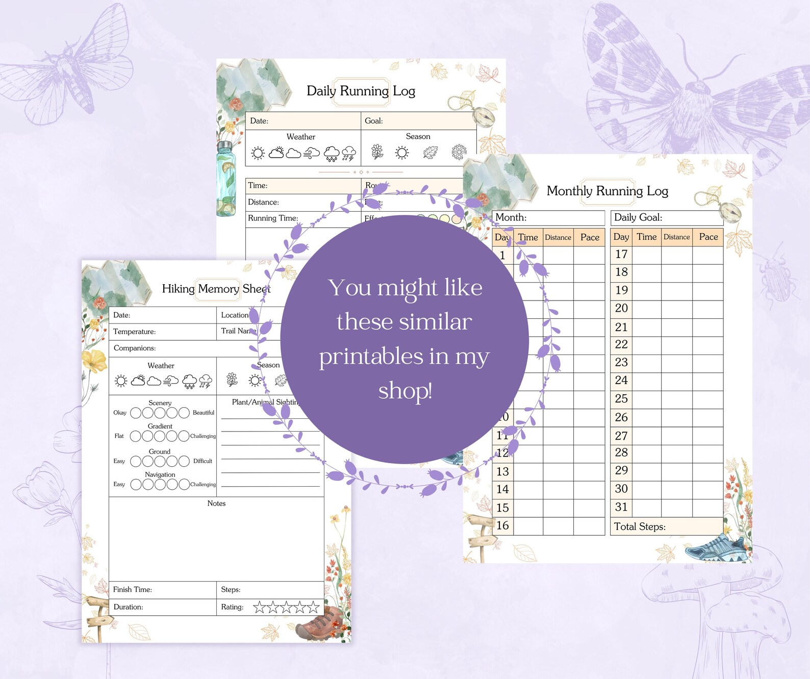 Marathon Journal Printable PDF | Runner Calendar | Running Log Book ...