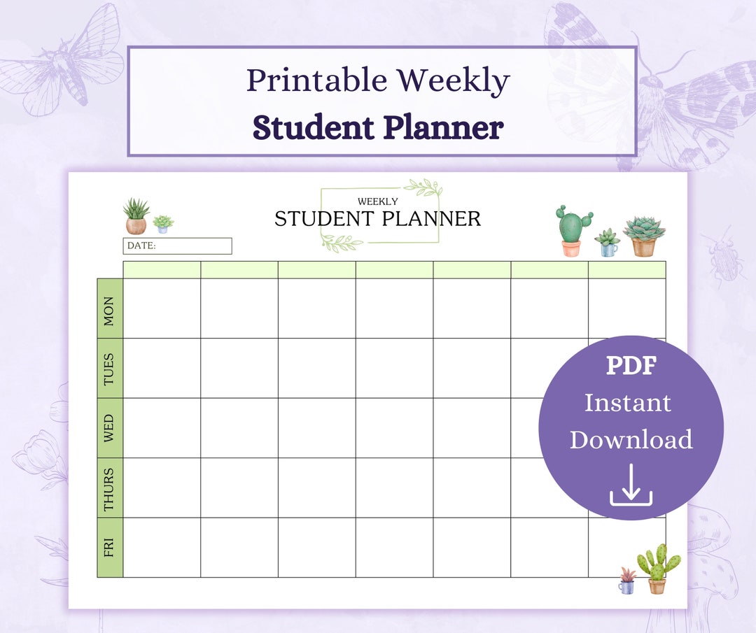 Student Planner Printable PDF | Academic Planner | University Planner ...