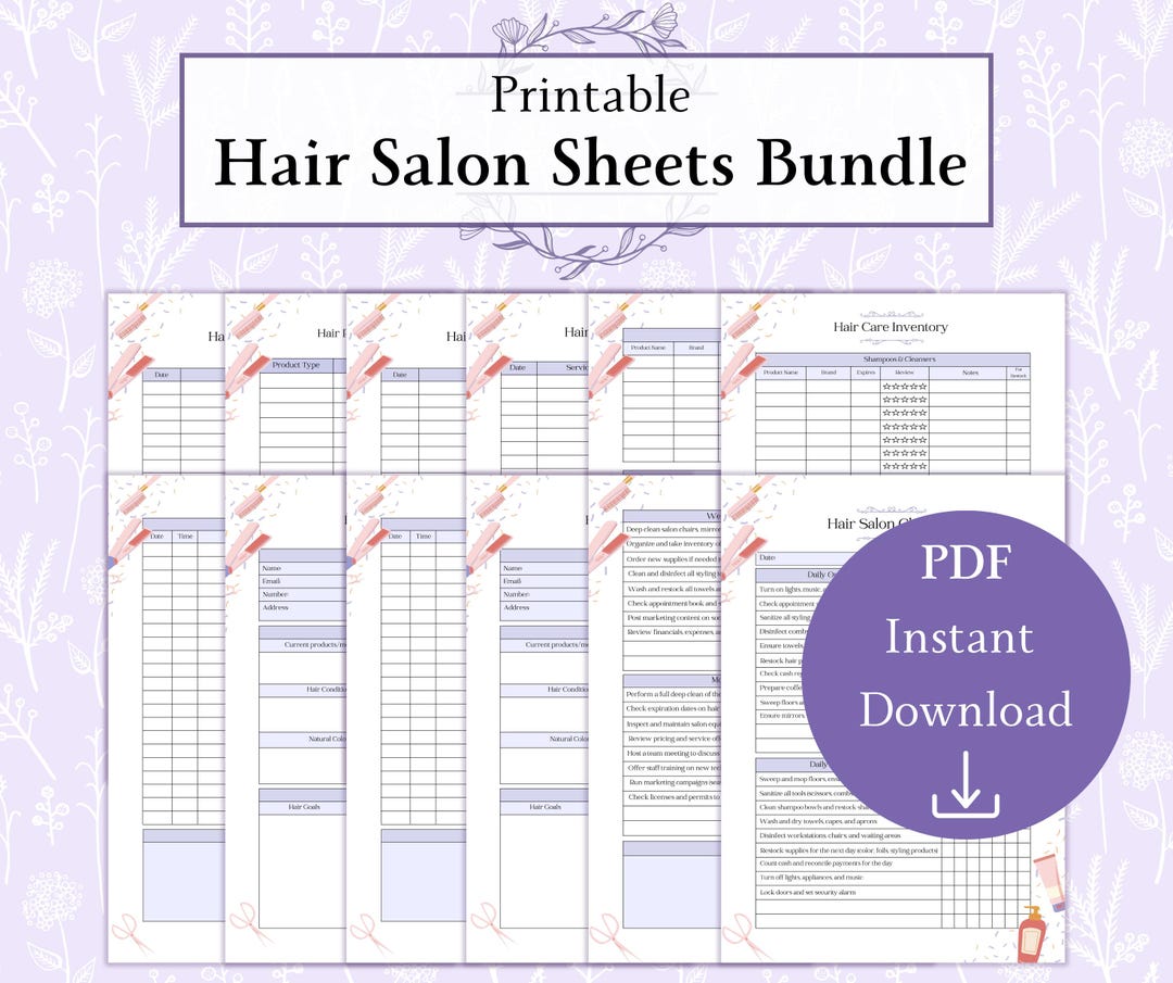 Hairdressing Forms Bundle Printable PDF | Hairstylist Forms | Hair ...