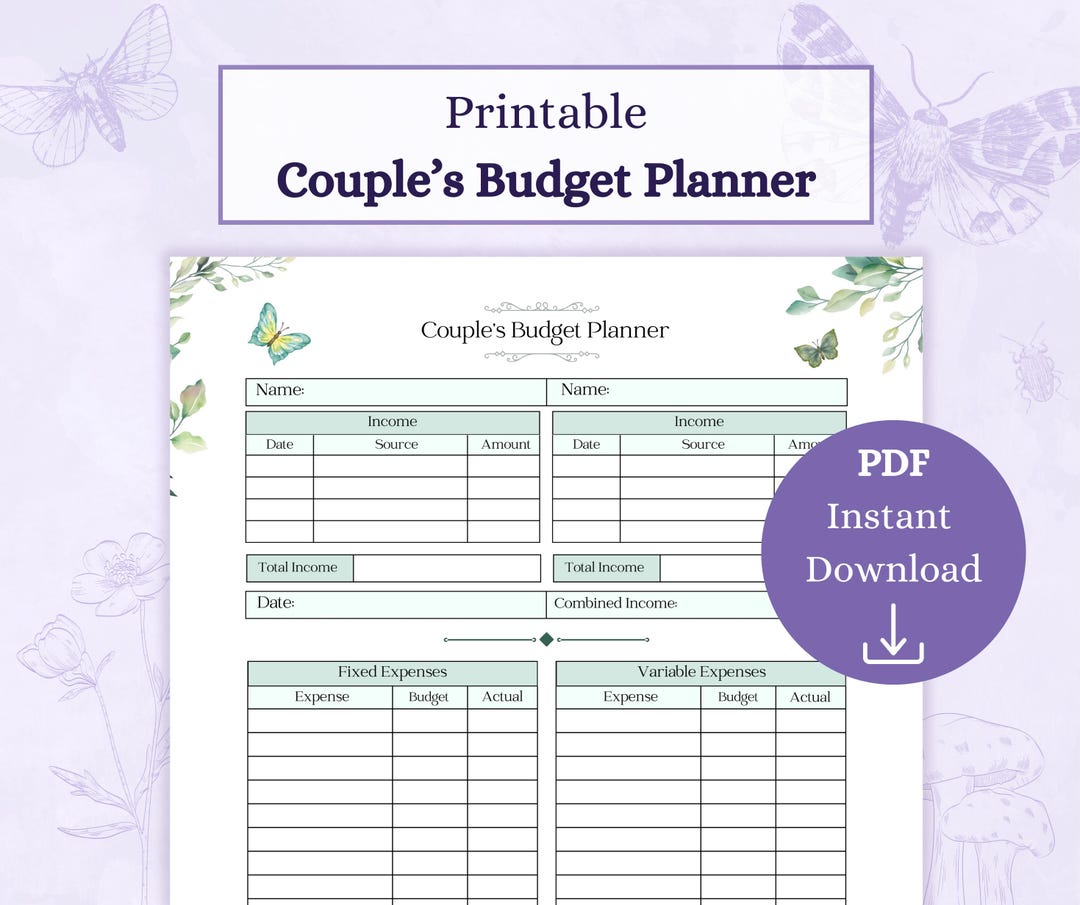 Couples Budget Planner Printable PDF | Couples Financial Journal ...