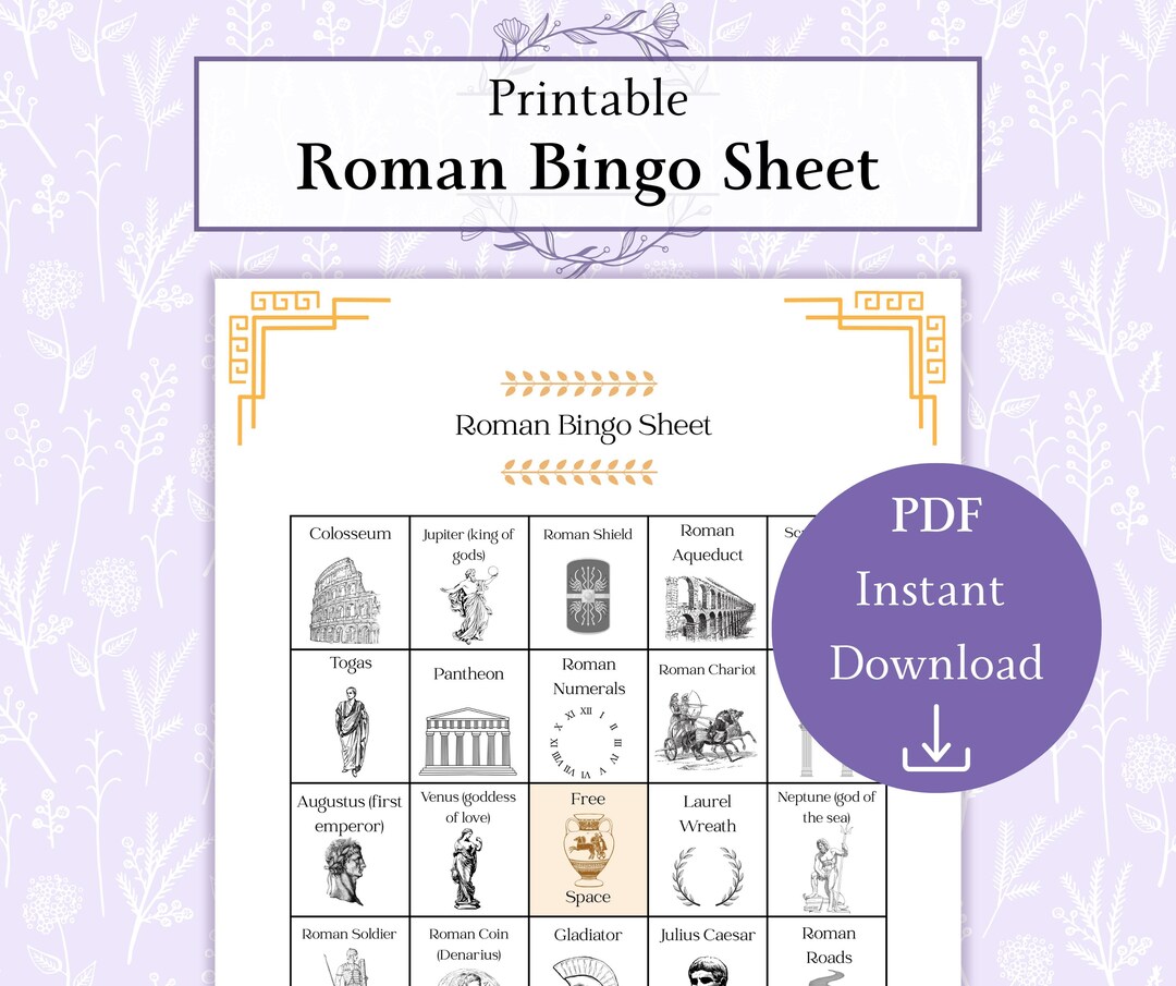 Roman Bingo Sheet Printable PDF, Ancient Rome Bingo, Roman History Game ...
