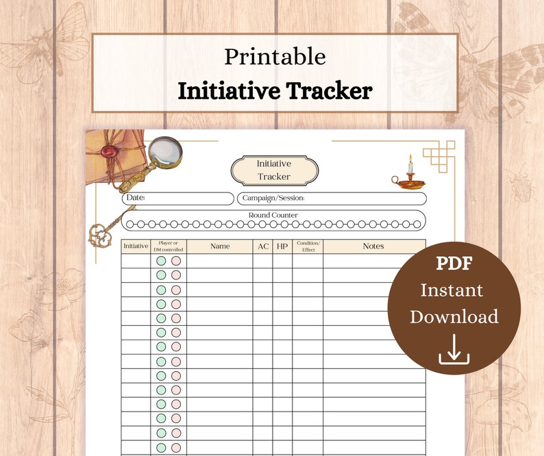Initiative Tracker Printable PDF | Dnd DM Toolkit | Dungeon Master Dnd ...