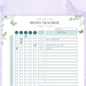 Monthly Mood Chart Printable PDF | Mood Tracker | Feelings Tracker ...