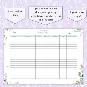 Incident Tracker Printable PDF Incident Management Incident Log Issue ...