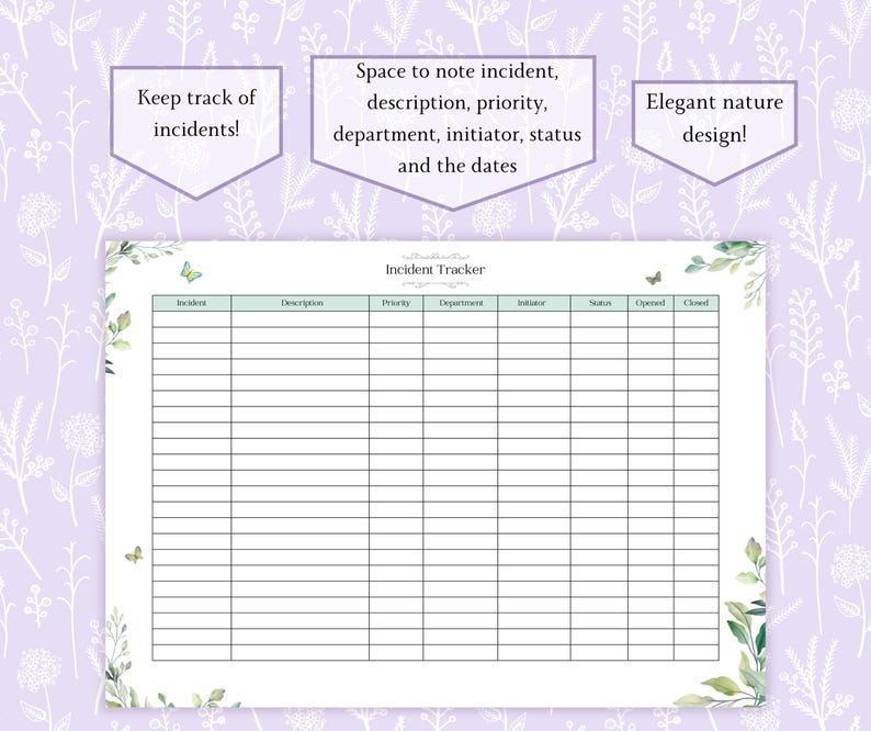 Incident Tracker Printable PDF | Incident Management | Incident Log ...
