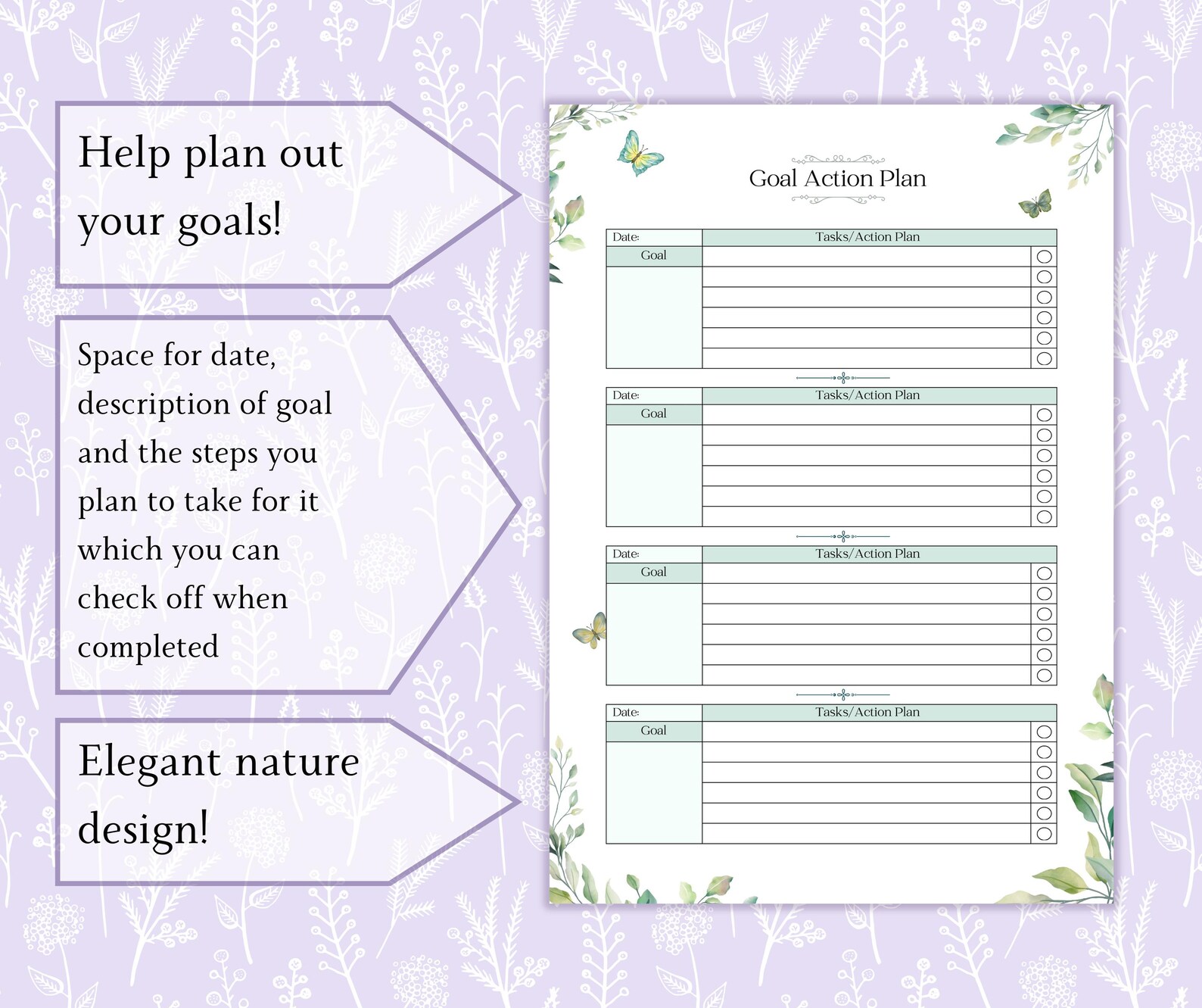 Goal Action Plan Printable PDF | Task Tracker | Long Term Goals ...