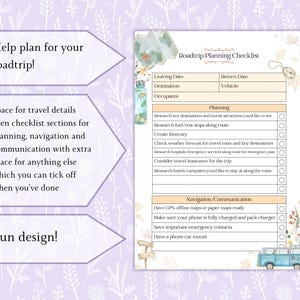 Roadtrip Planning Checklist Printable PDF | Travel Itinerary Roadtrip ...