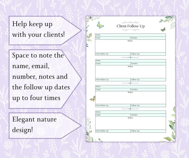 Client Follow up Tracker Printable PDF | Client Profile Communication ...