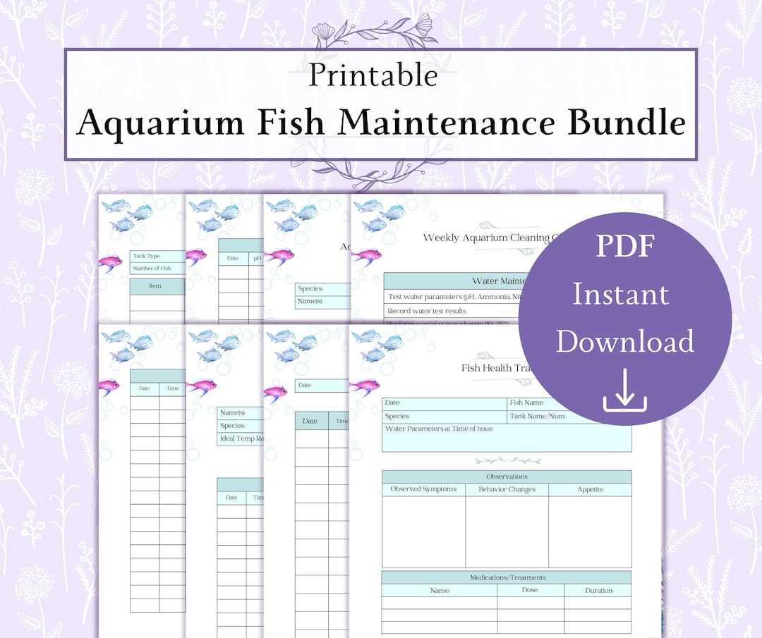 Aquarium Fish Bundle Printable PDF | Fish Tank Care Kit | Aquarium ...