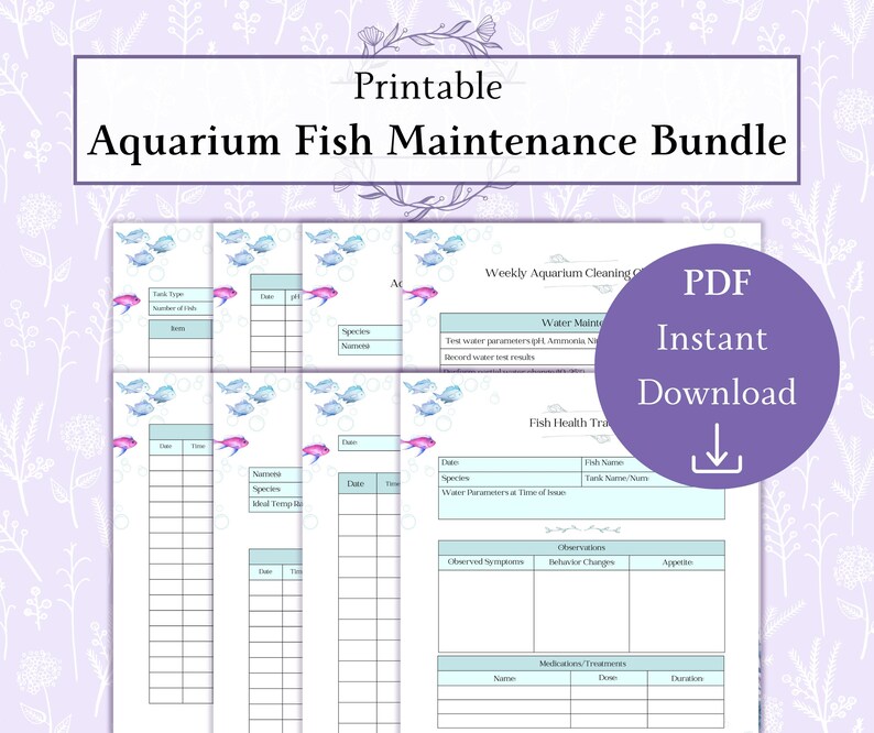 Aquarium Fish Bundle Printable PDF | Fish Tank Care Kit | Aquarium ...