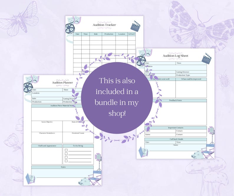 Audition Log Sheet Printable PDF | Audition Feedback Form Sheet | Actor ...