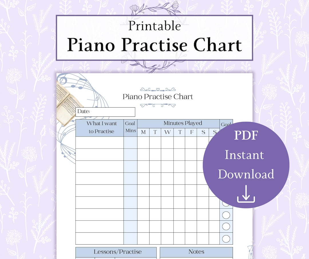 Piano Practice Log Printable PDF | Music Practice Log | Piano Practice ...