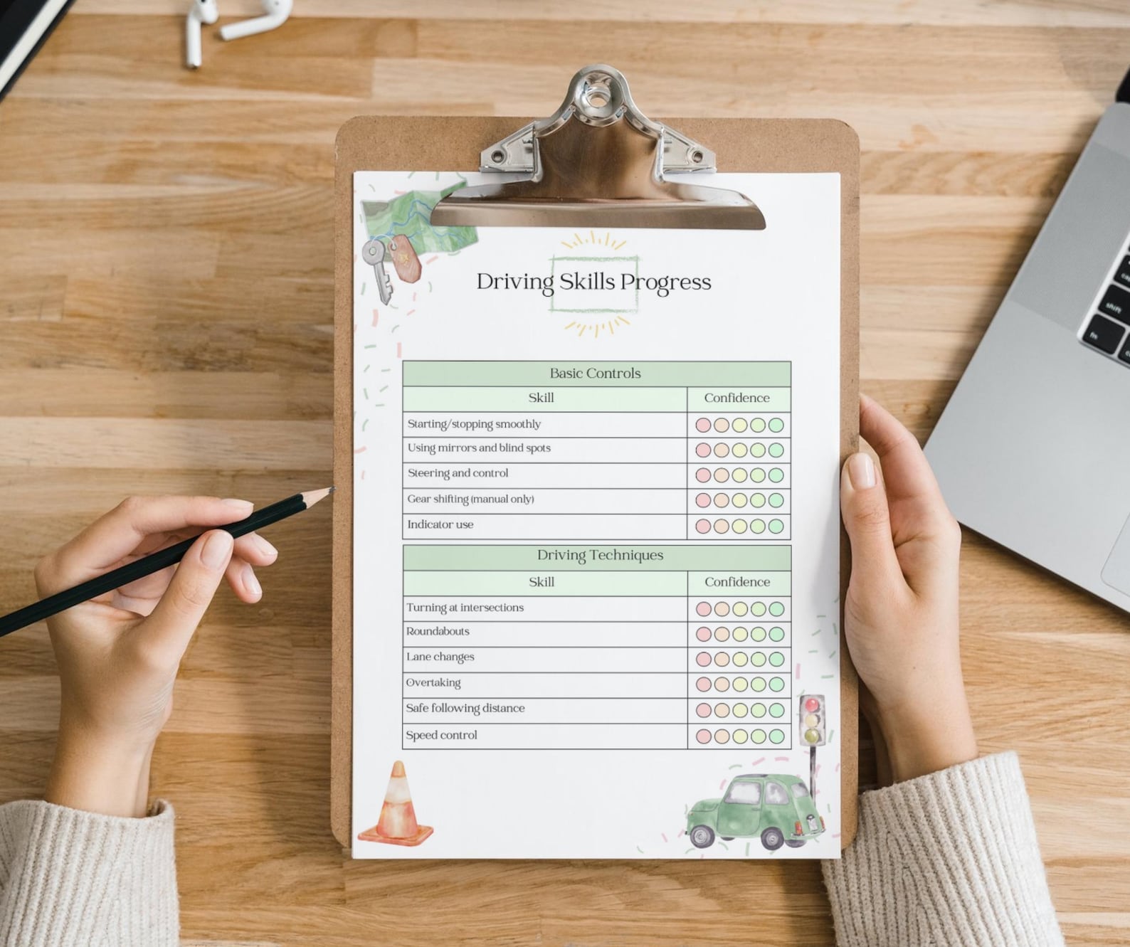 Driving Skills Progress Log Printable PDF | Driving Competence Tracker ...