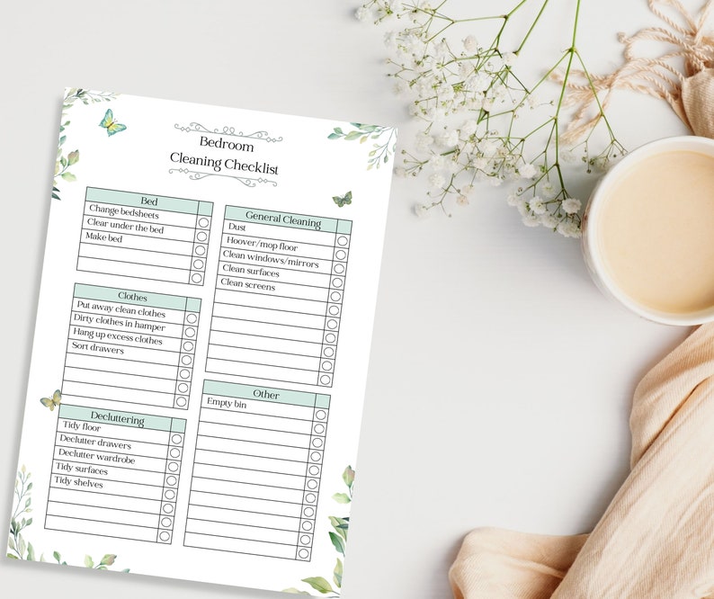 Bedroom Cleaning Checklist Printable PDF | Declutter Checklist ...
