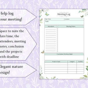 Meeting Log Printable PDF | Communication Log | Conversation Log ...
