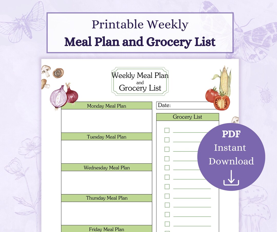 Meal Planning and Grocery List Printable PDF | Meal Prep | Family Meal ...