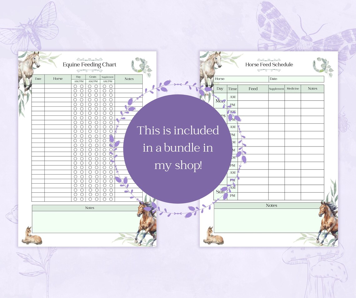 Equine Feeding Chart Printable PDF | Horse Feeding Chart | Horse ...