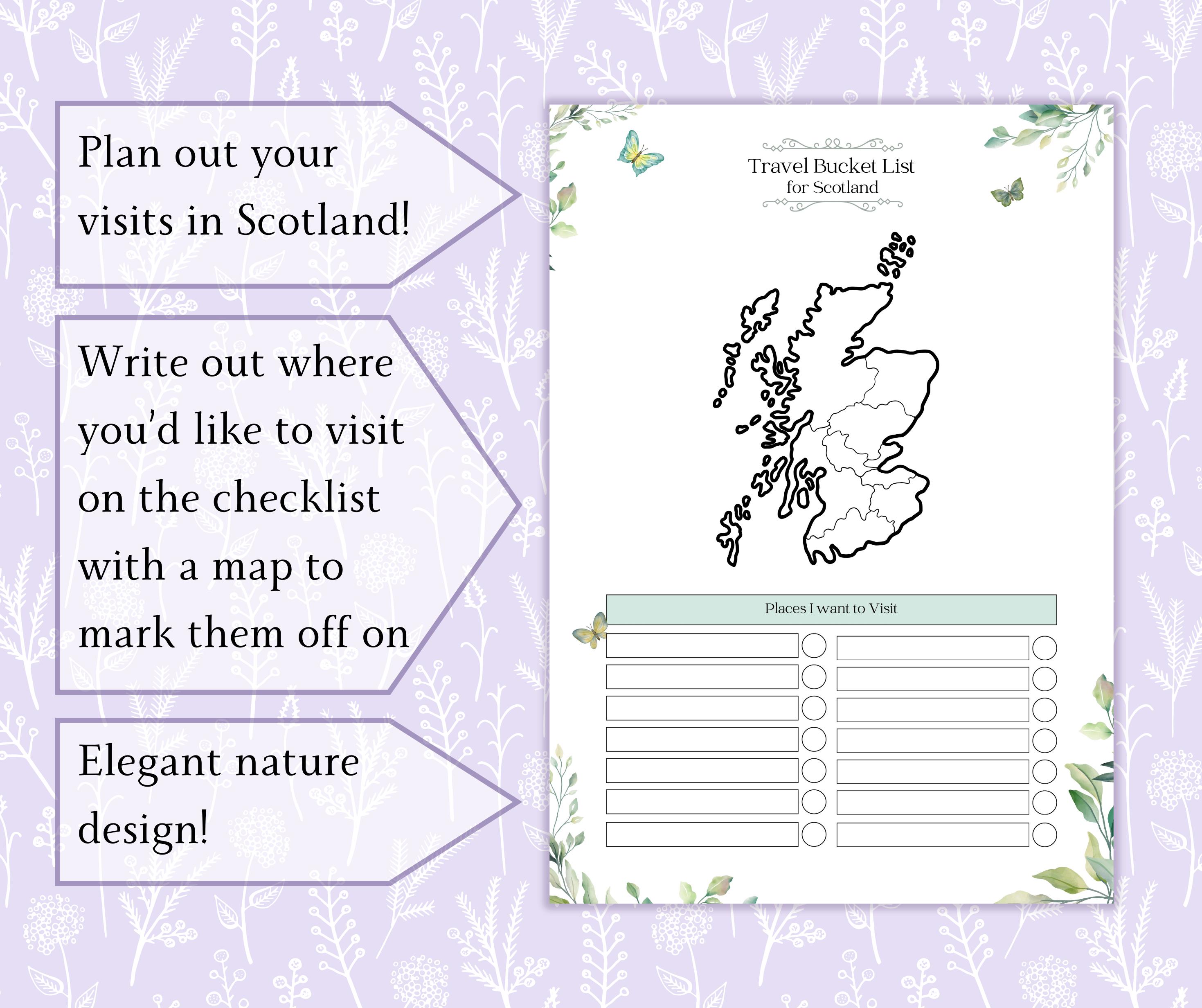 Scotland Travel Bucket List Printable PDF | Map of Scotland Travel ...